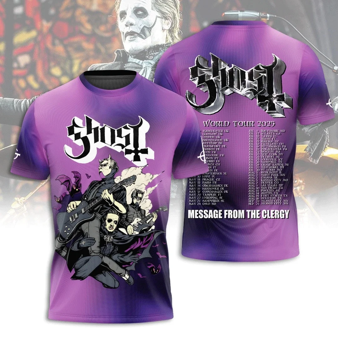 Ghost Band Skeletour World Tour 2025 3D T-Shirt For Rock Band Fans ...