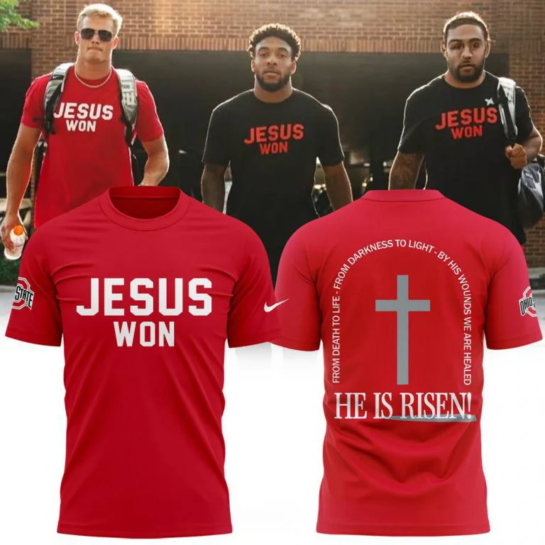 Ohio State Buckeyes JESUS WON 2025 Limited Edition Red T-shirt Best ...